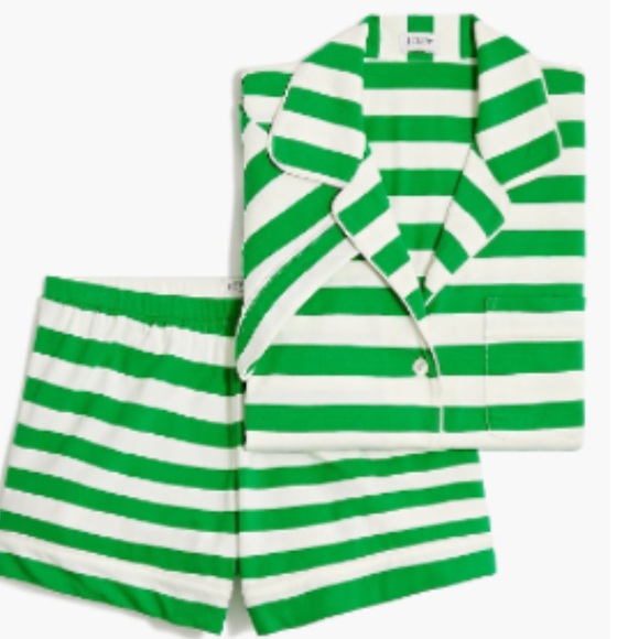 J. Crew | Intimates & Sleepwear | J Crew Knit Pajama Set Green Stripe ...